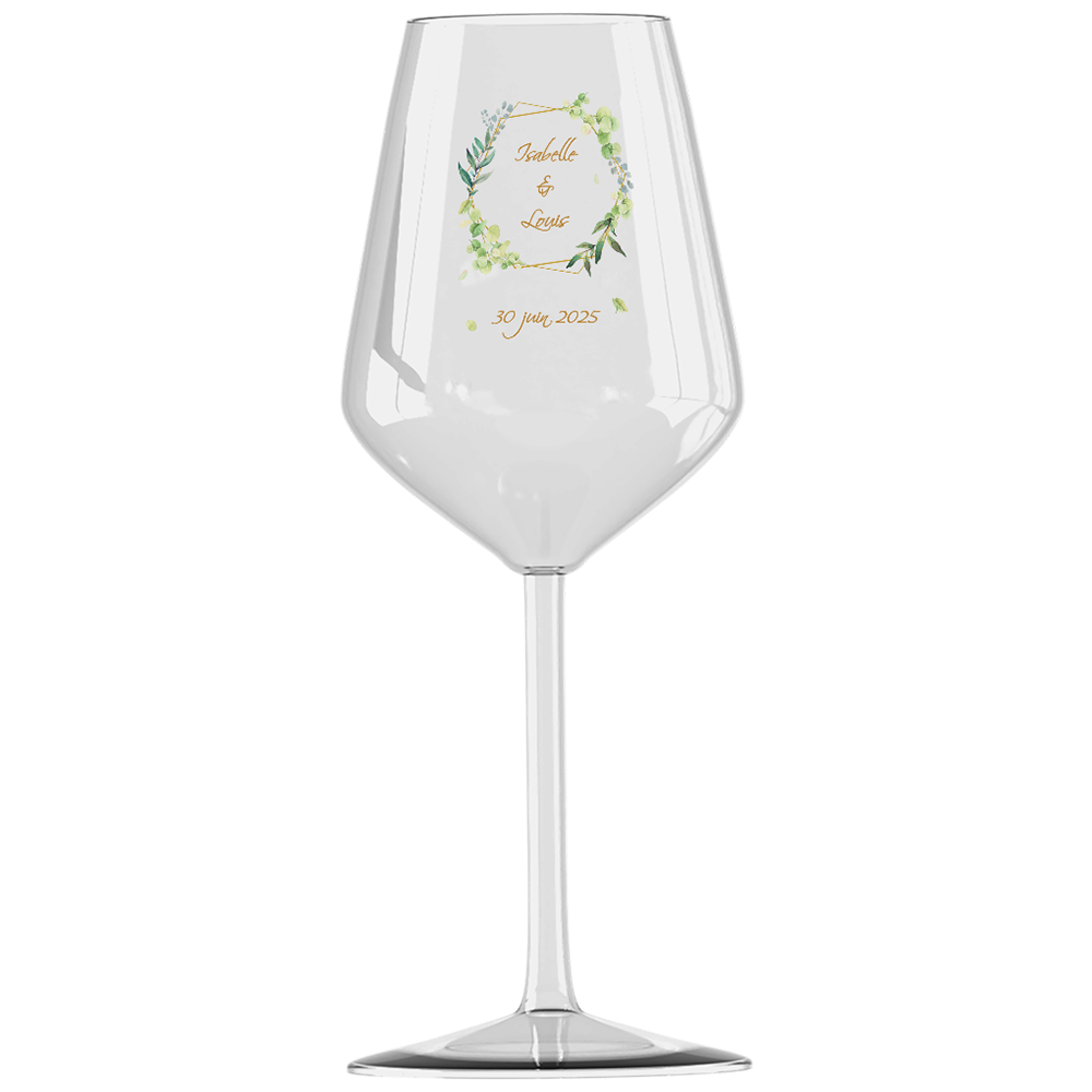 Verre à vin cabernet en verre personnalisé - Mariage Encadrement Vert