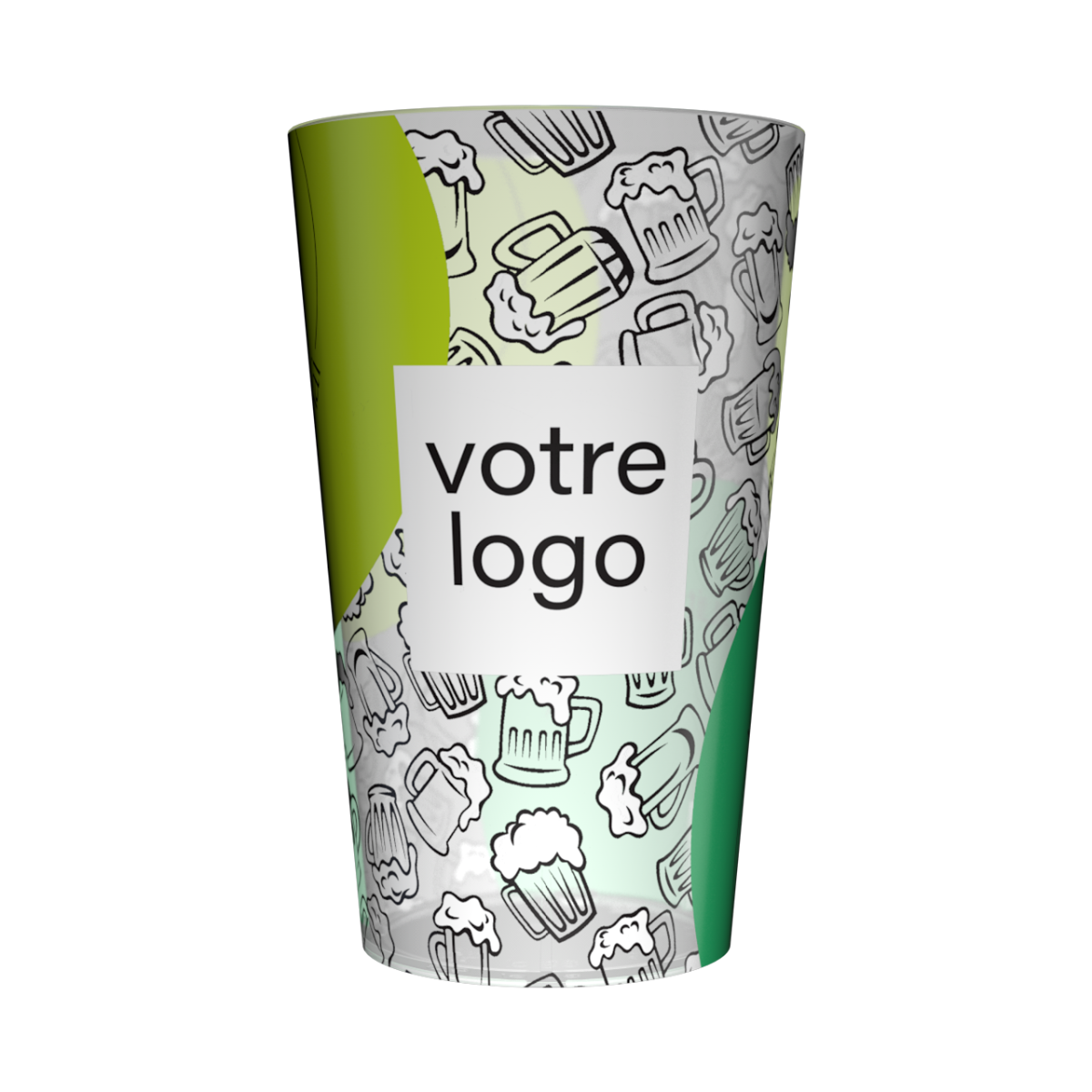 Gobelet personnalisé Conscrit Rond Vert & Bière - Gobelets.com
