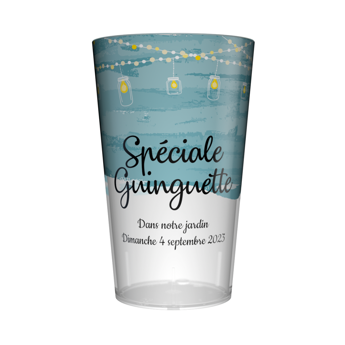 Gobelet personnalisé Guinguette Bleu & Guirlandes