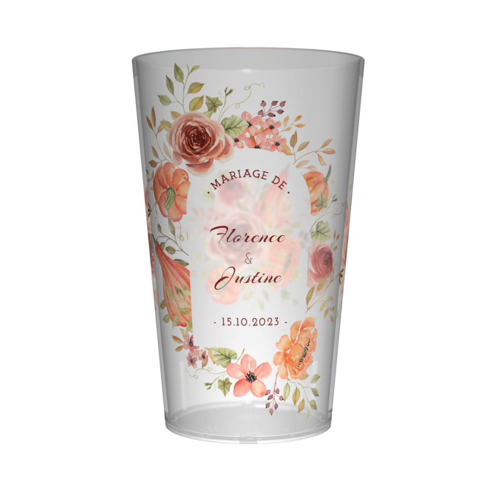 Gobelet personnalisé Mariage Aquarelle Orange