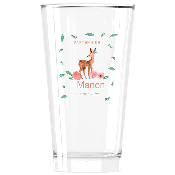 Verre à eau personnalisé incassable - Baptême Faon