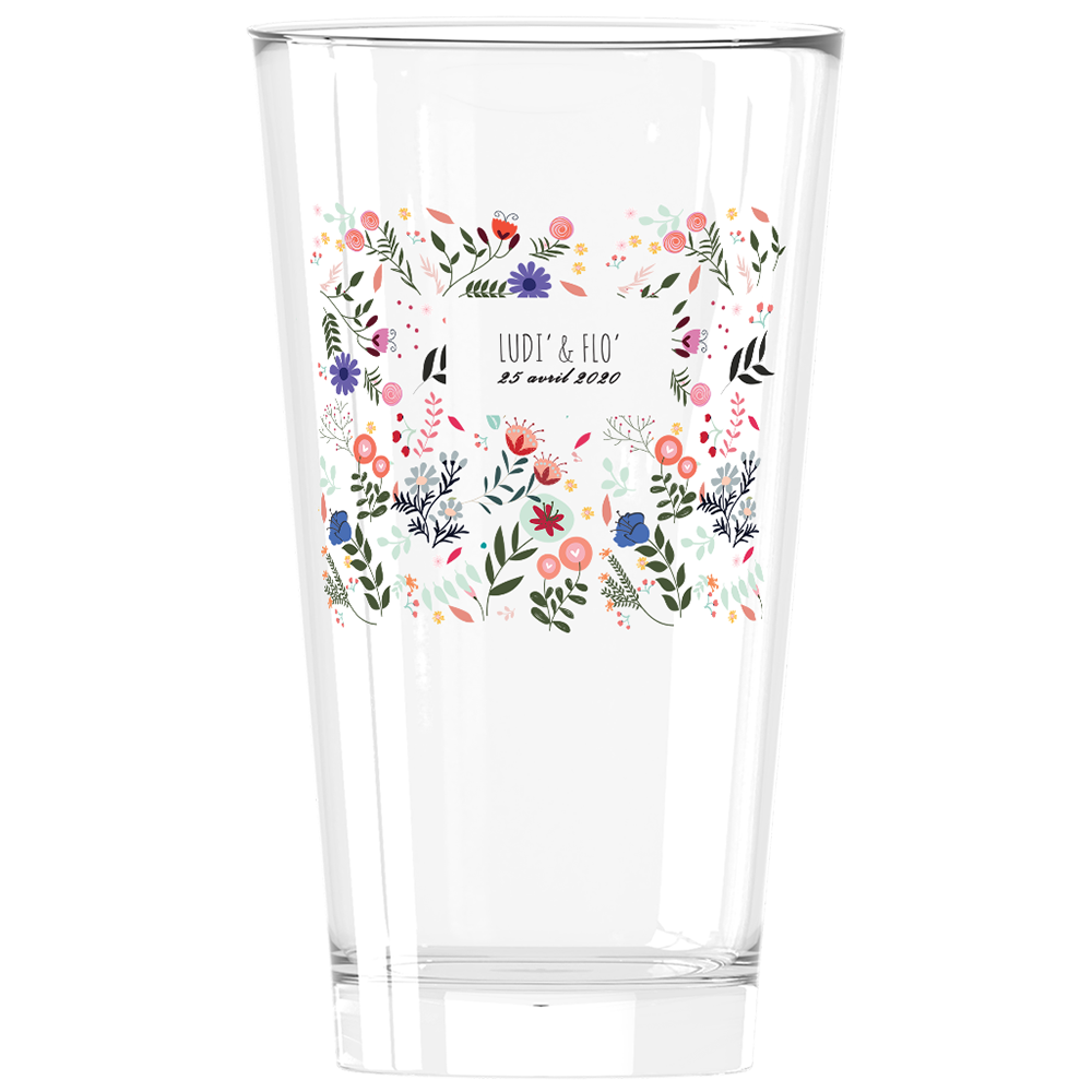 Verre à bière personnalisé Pinte en verre - Mariage Printemps