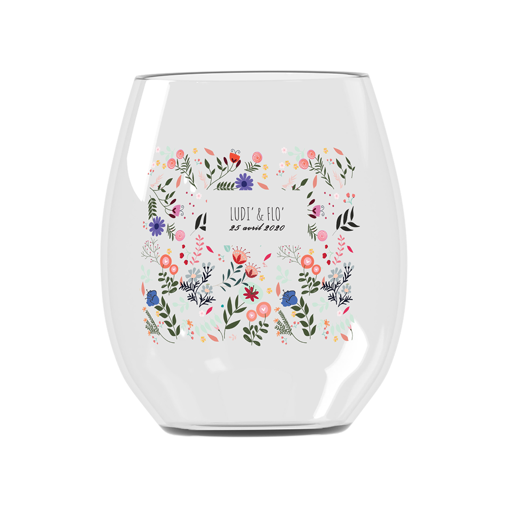 Verre à eau personnalisé incassable - Mariage Printemps