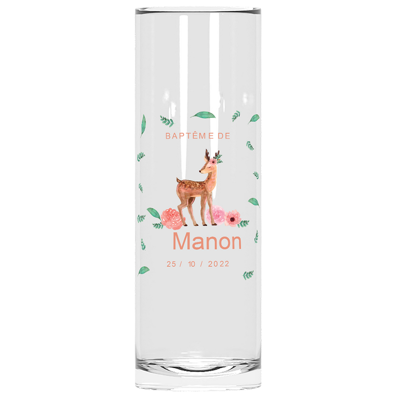 Verre à eau personnalisé incassable - Baptême Faon