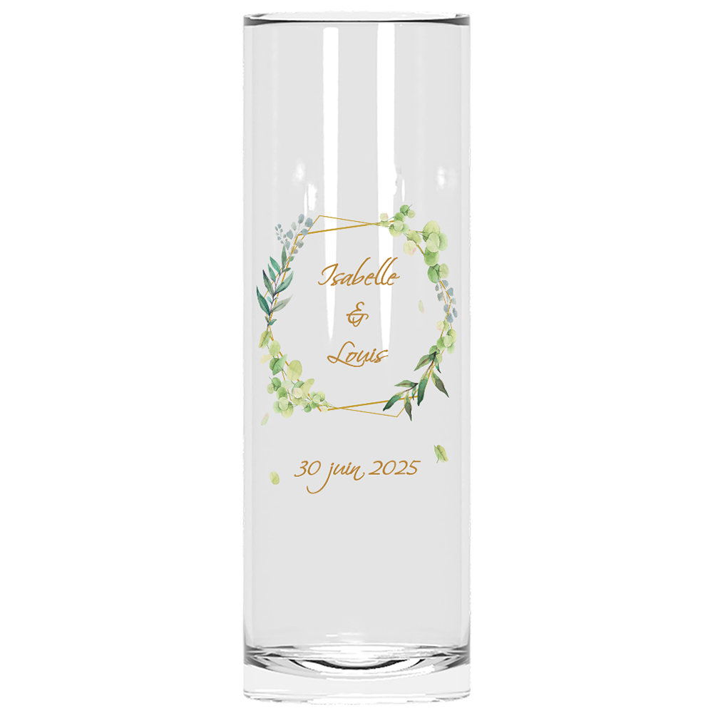 Verre à tube personnalisé - Mariage Encadrement Vert