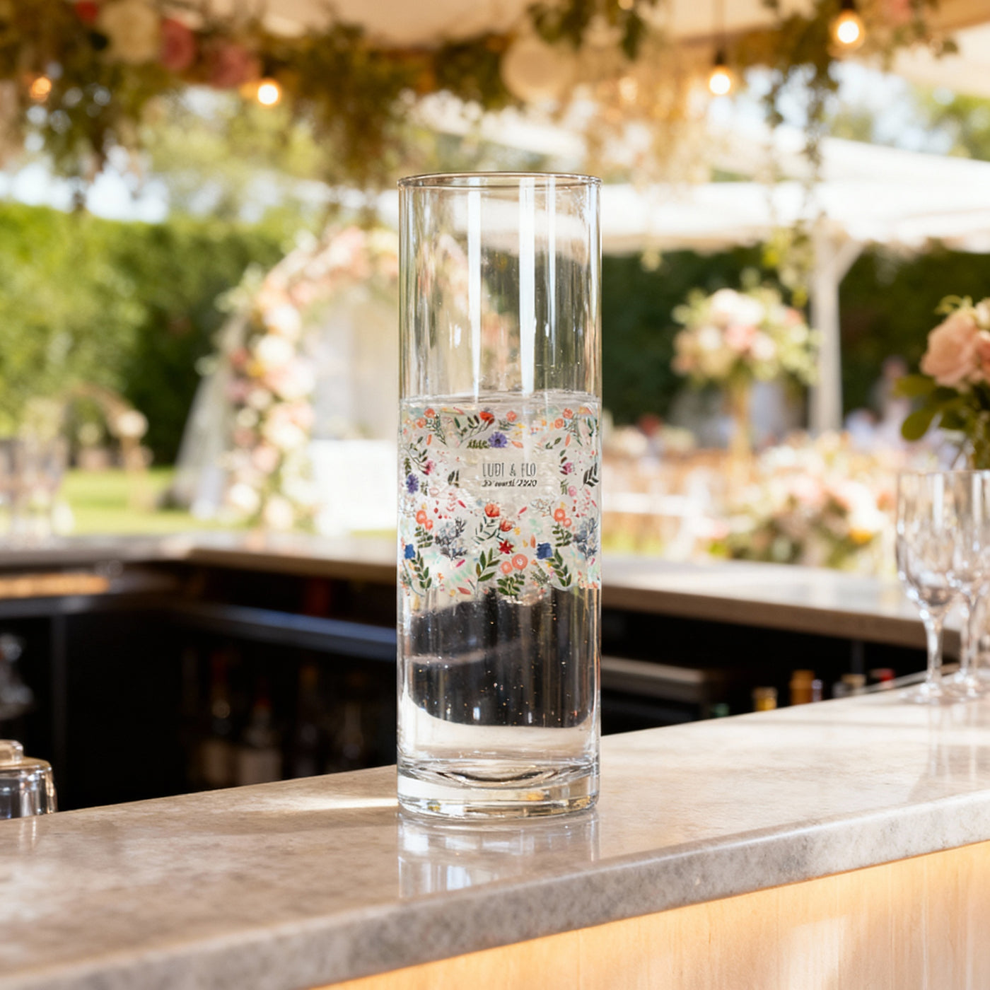 Verre à eau personnalisé incassable - Mariage Printemps